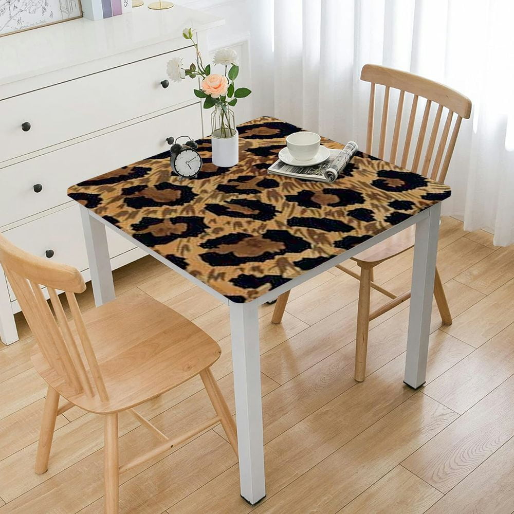 Creowell Leopard Textures Brown Tablecloth Square Animal Skin Fur Spots ...