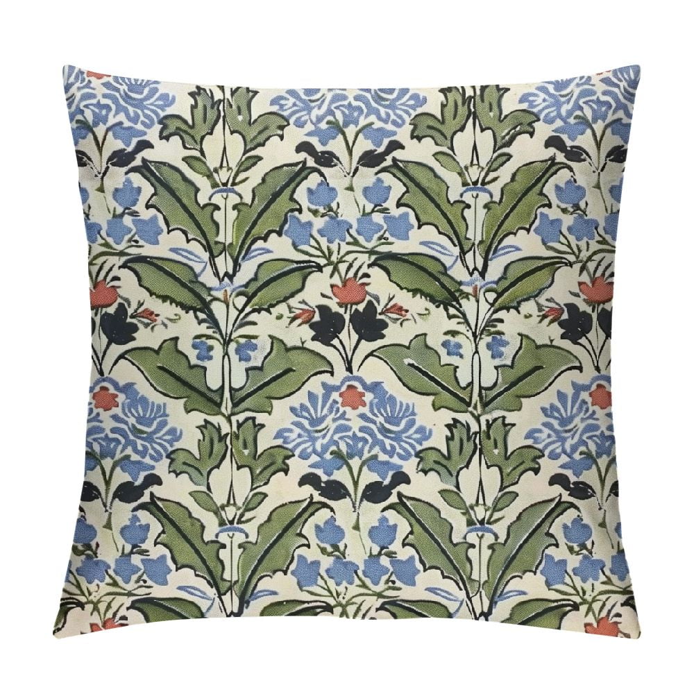 Creowell Light Steel Blue Block Print Throw Pillow Covers for ...