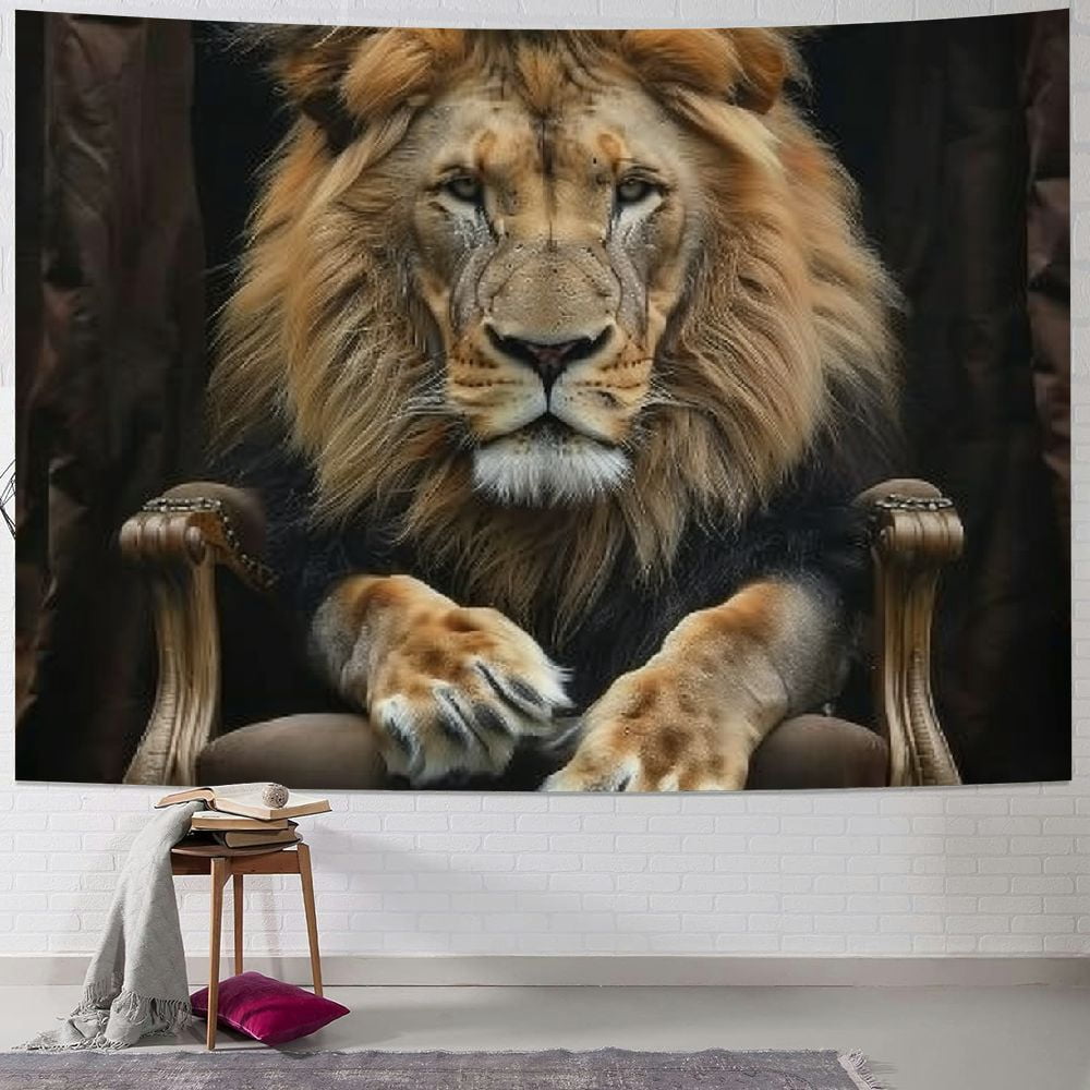 Creowell Lion Tapestry Wall Hanging,Print Lion Wall Art Wild Animal ...