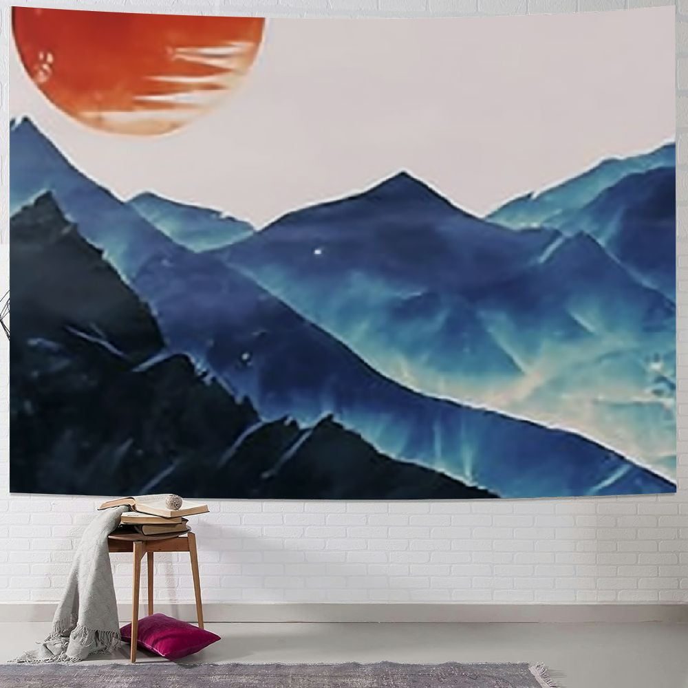 Creowell Long Mountain Tapestry Wall Hanging Forest Tree Sunset Starry ...
