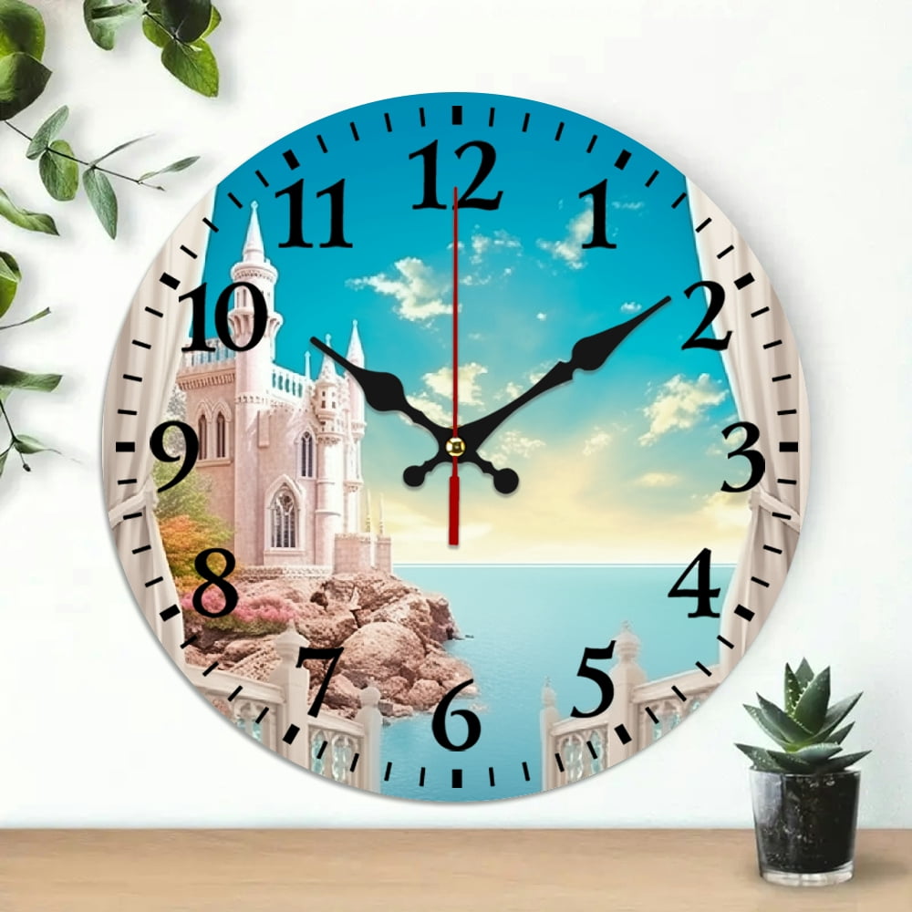 Creowell Magic Realism Round Wooden Wall Clock, 10 Inch, Frameless ...