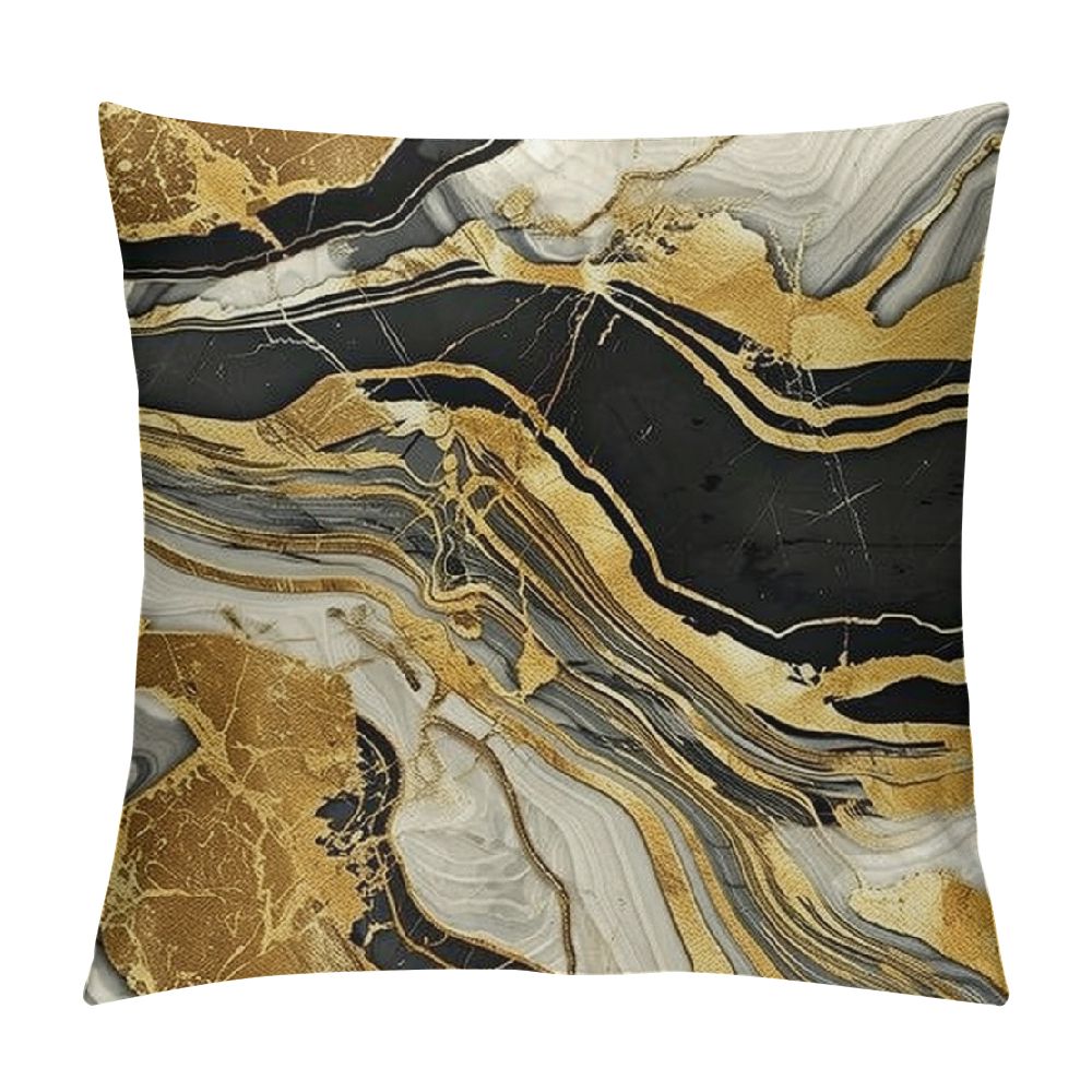 Creowell Marble Throw Pillow Case Abstract Charcoal Hues Of Natural