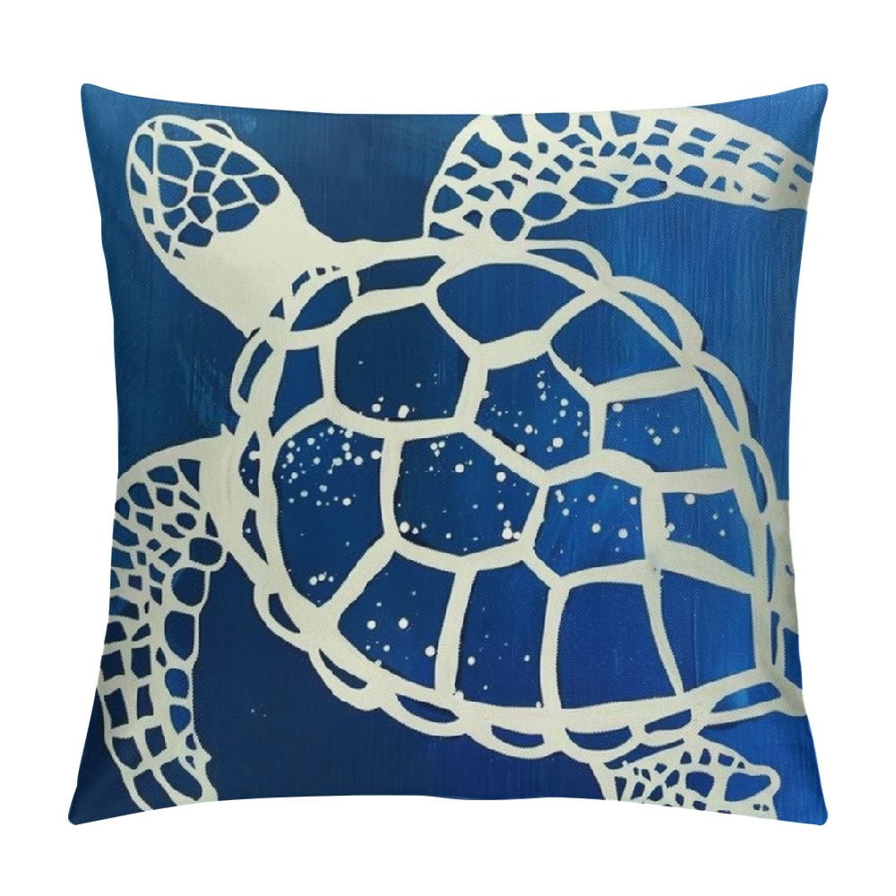 Creowell Marine Sea Turtle White Starfish Throw Pillow Covers Nautical ...