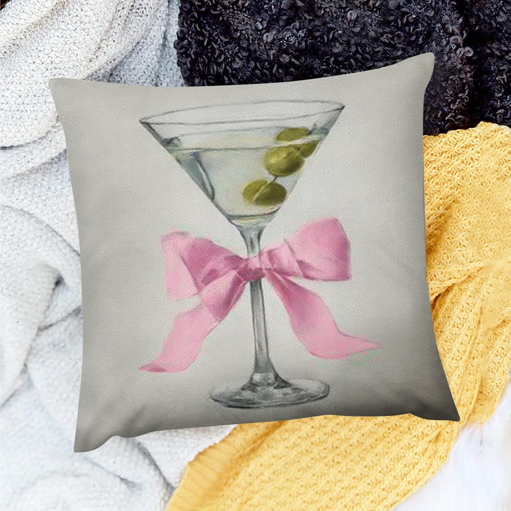Creowell Martini Decor Pillow Covers , Dirty Martini Gift, Pink ...
