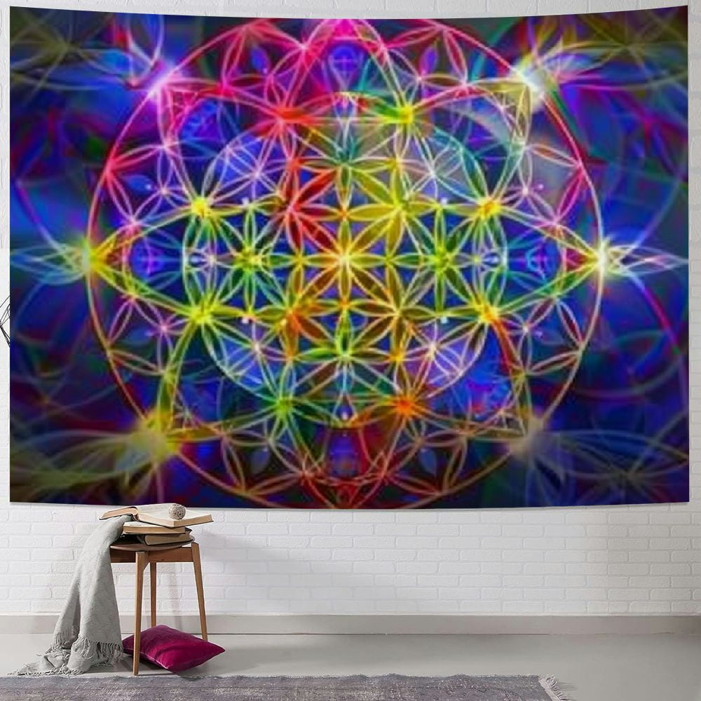 Creowell Metatron's Cube Wall Tapestry Merkabah Wall Hanging Sacred ...