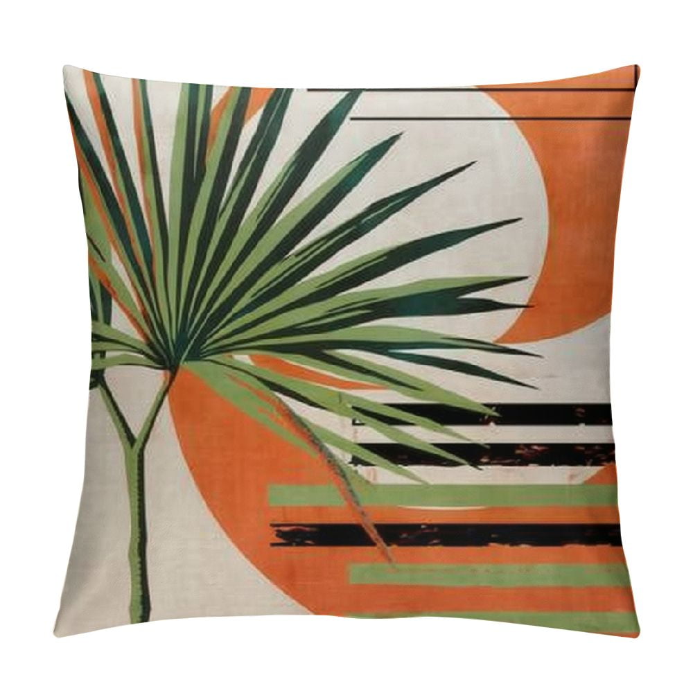 Creowell Mid Century Modern Tropical Leaves Throw Pillow Covers Boho ...
