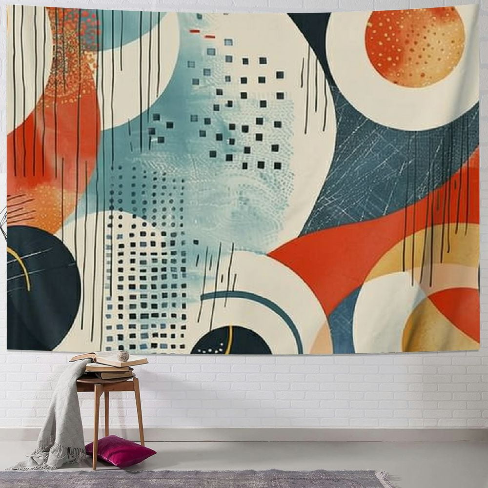 Creowell Mid Century Tapestry Wall Hanging Abstract Minimalist Line Art ...