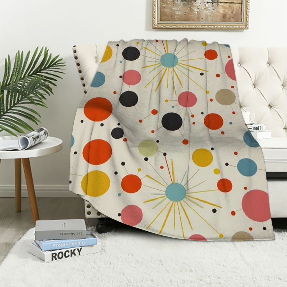 Creowell Mid Century Throw Blanket, Retro Abstract Geometric Pattern ...