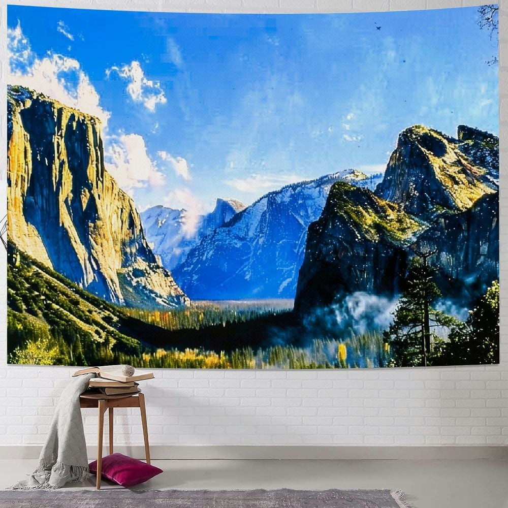 Creowell Misty Mountain Tapestry Foggy Forest Tree Nature Landscape ...