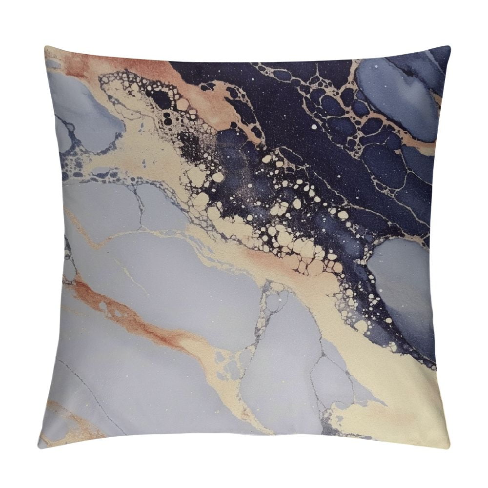 Creowell Modern Abstract Marble Texture Blue Gold Watercolor Print Art ...