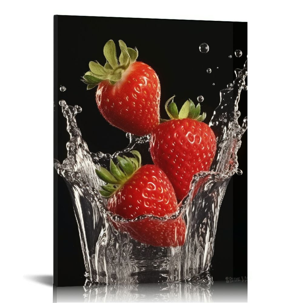 Creowell Modern Black And Red Fruit Art Decorations Fresh Strawberry In ...