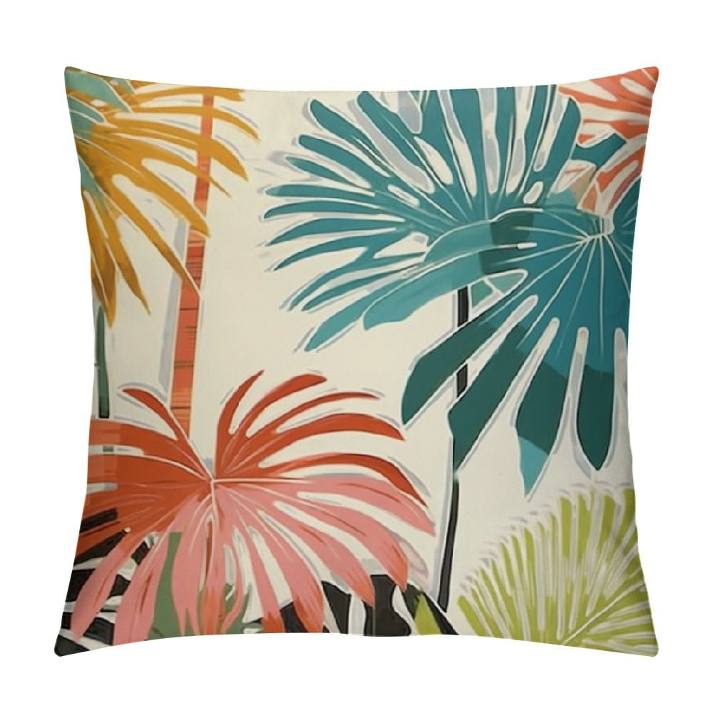 Creowell Modern Tropical Pillow Covers Palm Leaves Decorative Pillows ...