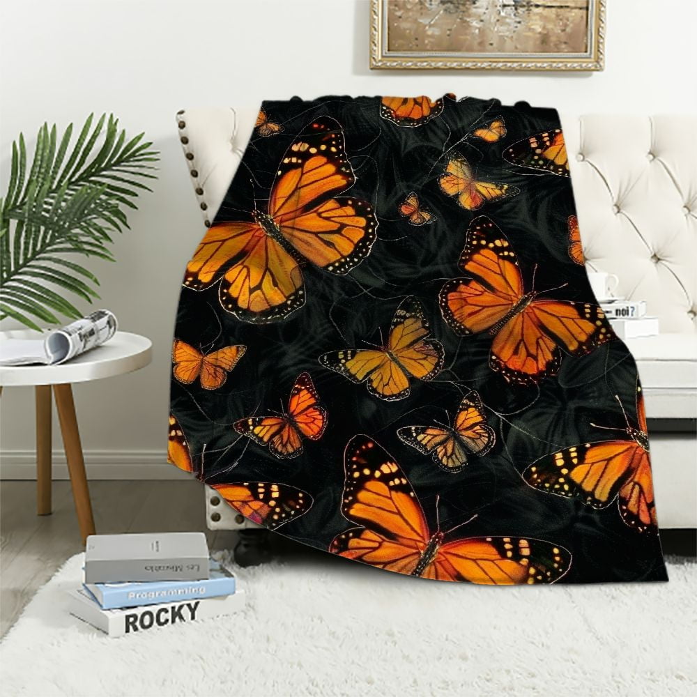 Creowell Monarch Butterfly Throw Blanket for Couch Sofa, Fuzzy Soft ...