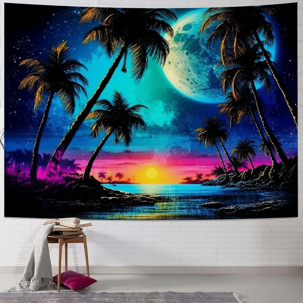 Creowell Moon Nature Tapestry,Cool Tree Tapestries Wall Hanging, Summer ...