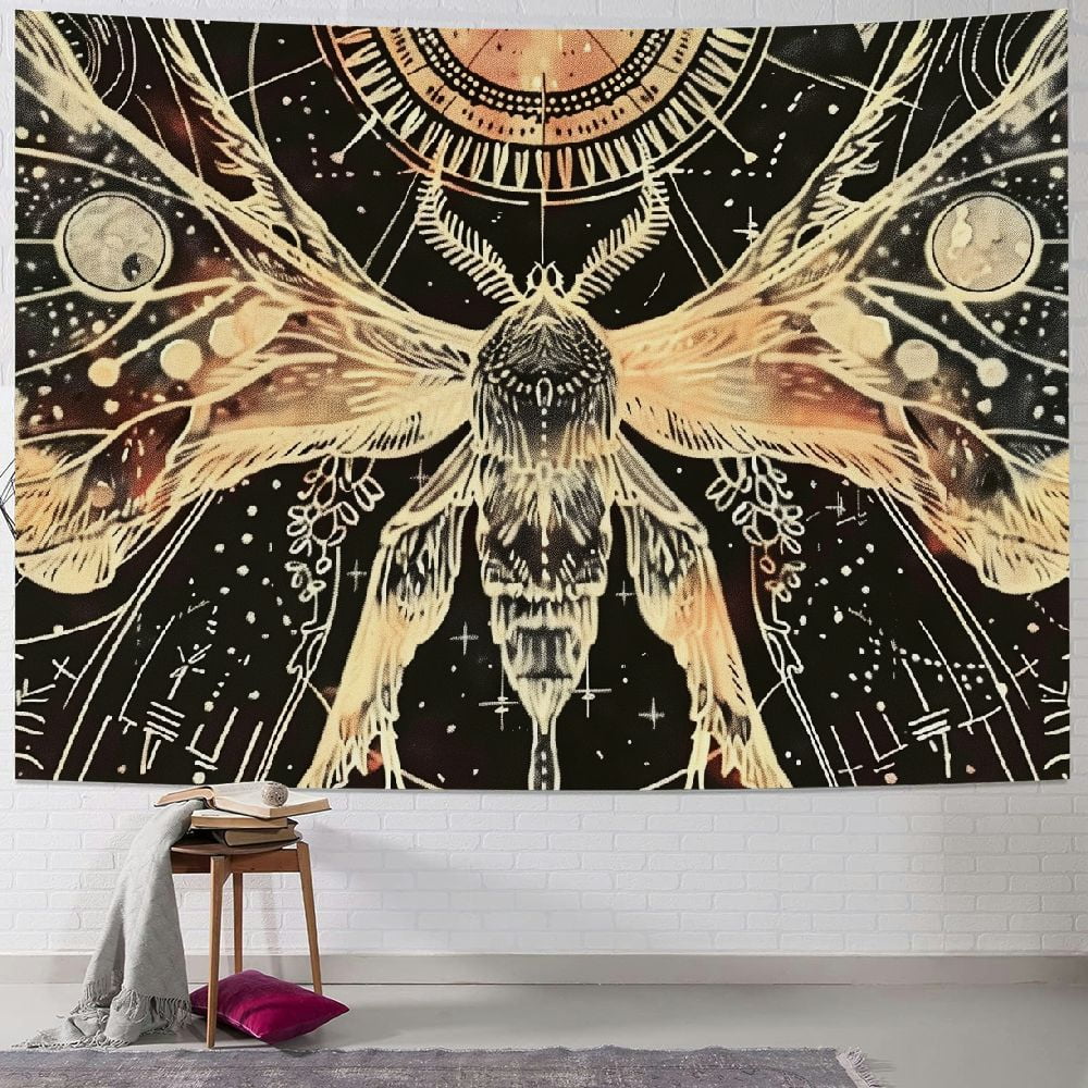 Creowell Moon Phase Tapestry Vintage Butterfly Tapestry Psychedelic ...
