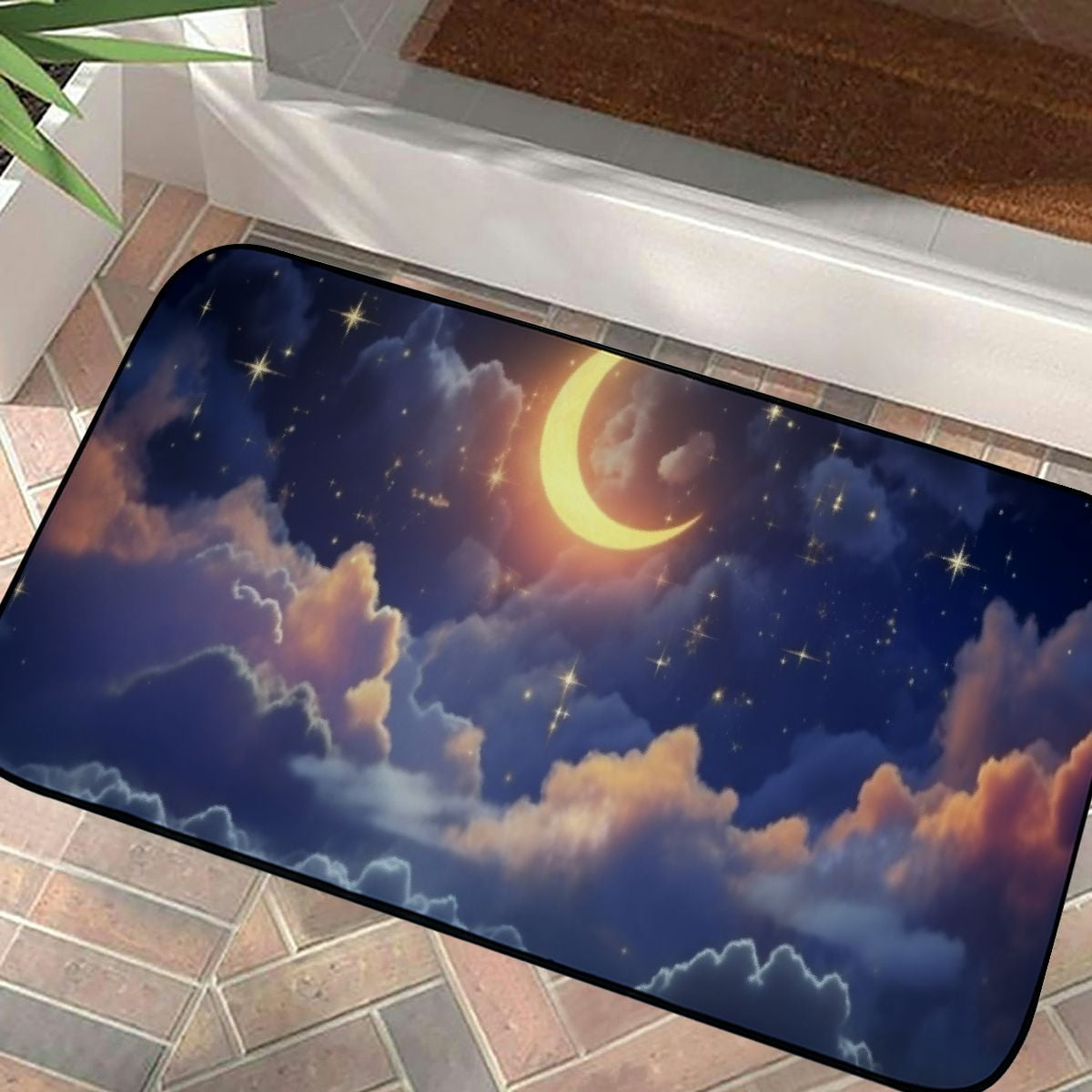 Creowell Moon Stars Clouds Felt Square Floor Mat for Home Entrance ...