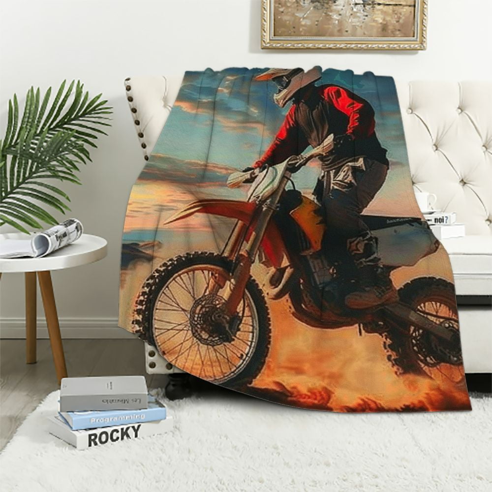 Creowell Motocross Rider Blanket Dirt Bike Motorcycle Extreme Sports ...