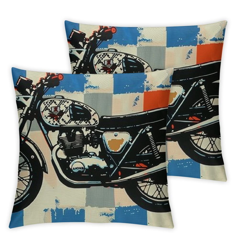 Creowell Motorcycle Pillow Cover Checkerboard Racing Competition Plaid ...
