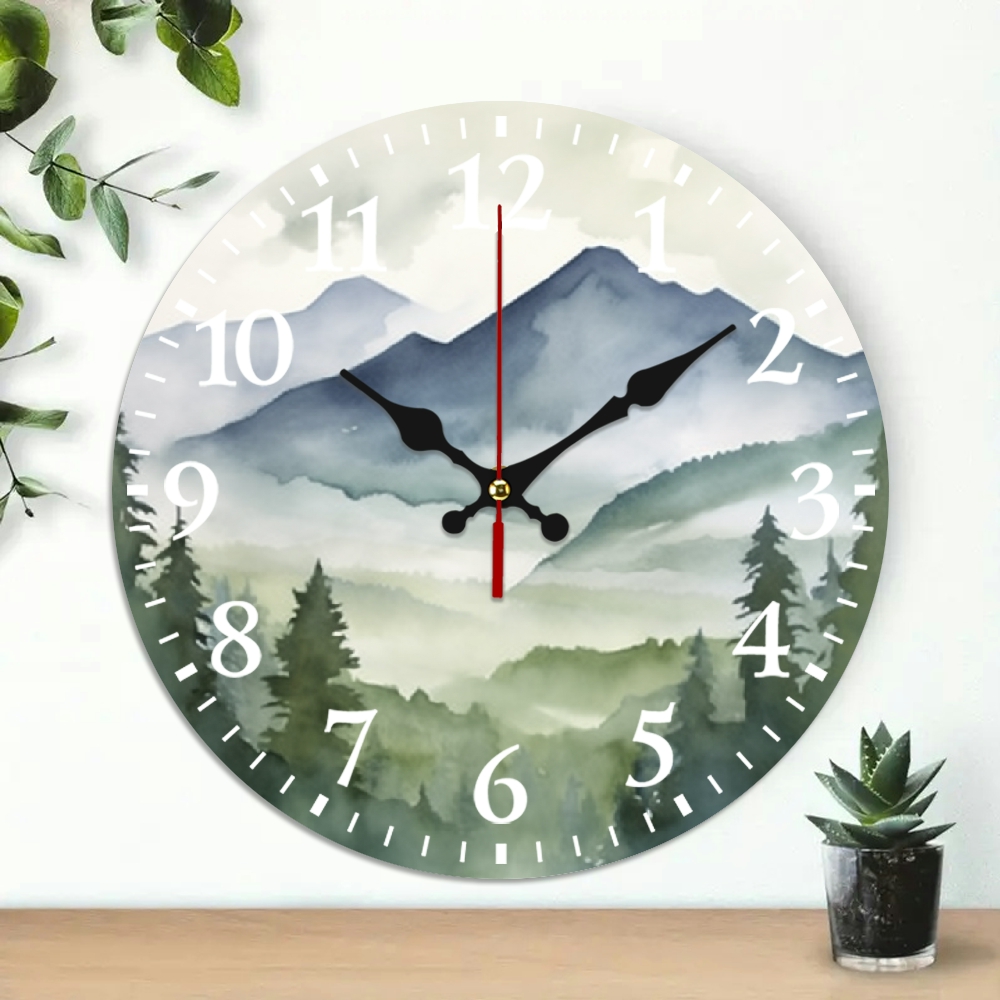 Creowell Mountain Range Wall Clock Decorative Home Art 10 Inch 10x10in ...