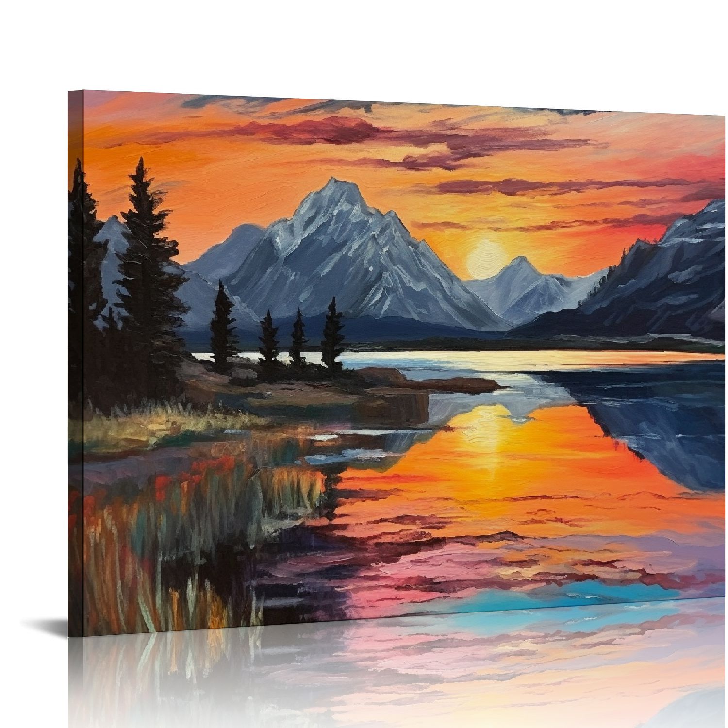 Creowell Mountain Scenery Pictures Wall Art Lake Nature Wall Decor ...