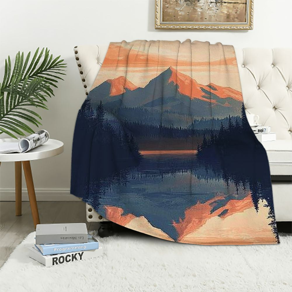 Creowell Mountain Sunset Landscape Theme Blanket Gifts for Men Women ...