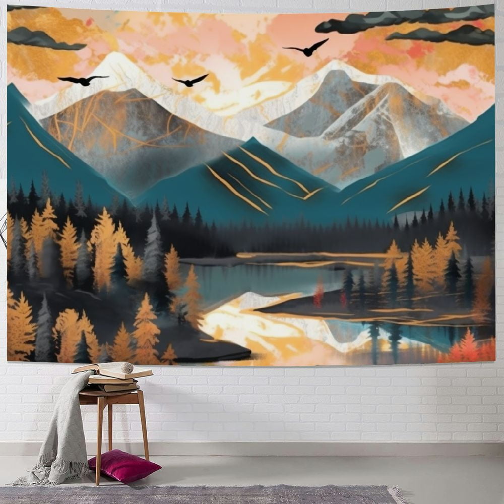 Creowell Mountain Tapestry Nature Forest Tree Tapestries for Bedroom ...