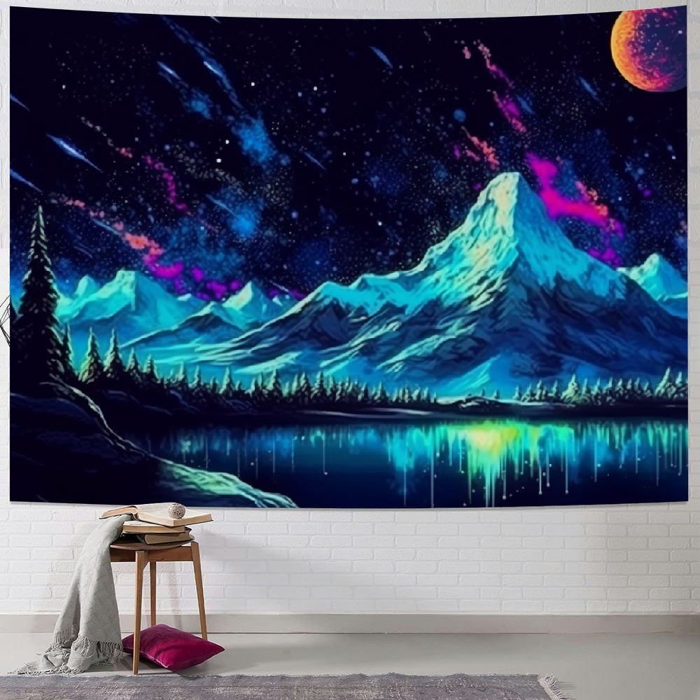 Creowell Mountain Tapestry Starry Night Tapestries for Bedroom ...