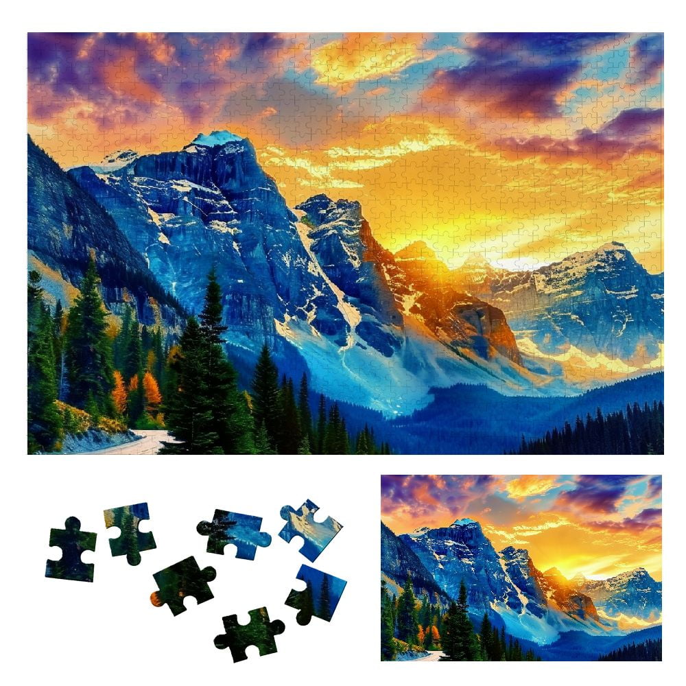 Creowell Mountains Sunset Road Wooden Jigsaw Puzzle for Adults ...