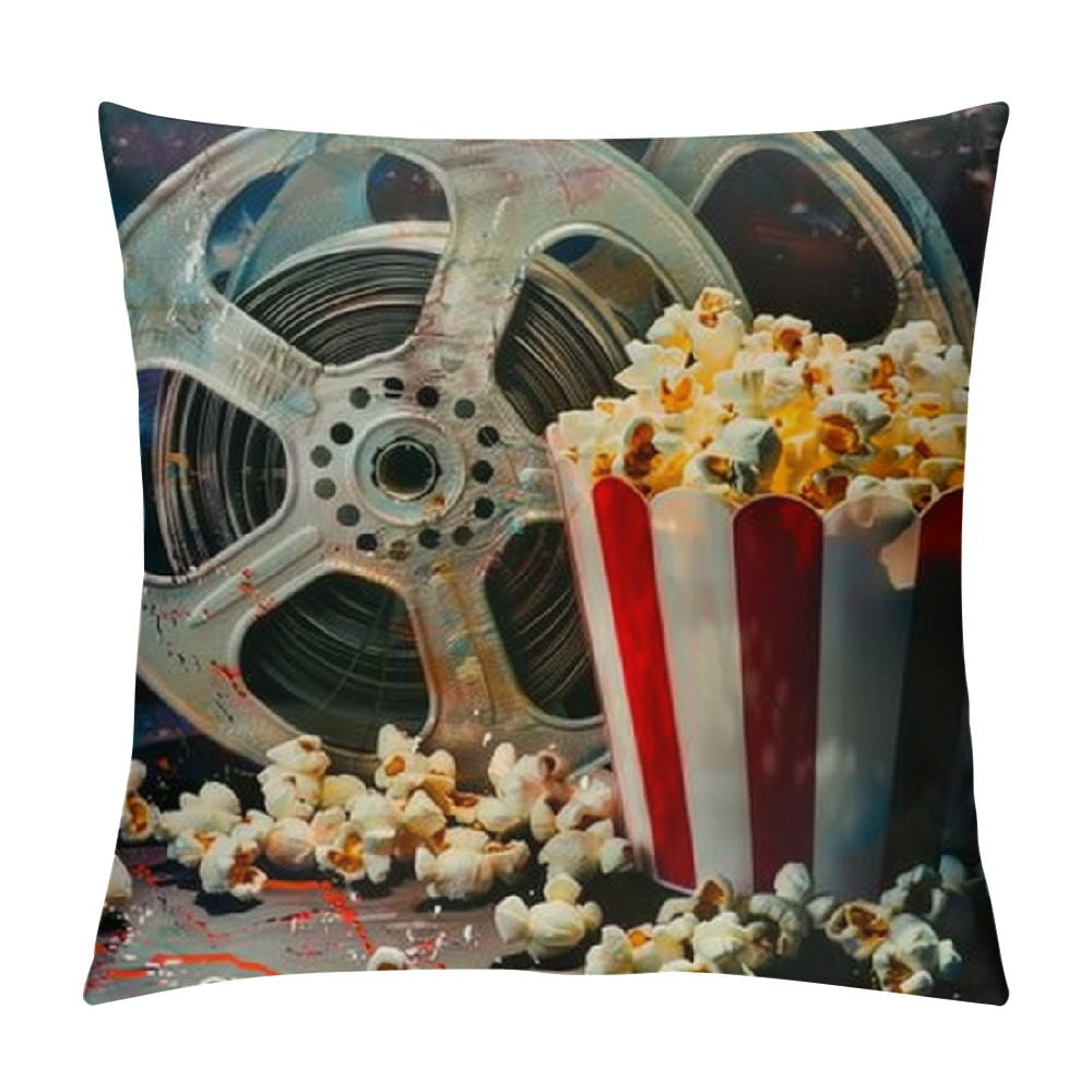 Creowell Movie Themed Pillow Cover, Home Theater Decor Throw Pillow ...