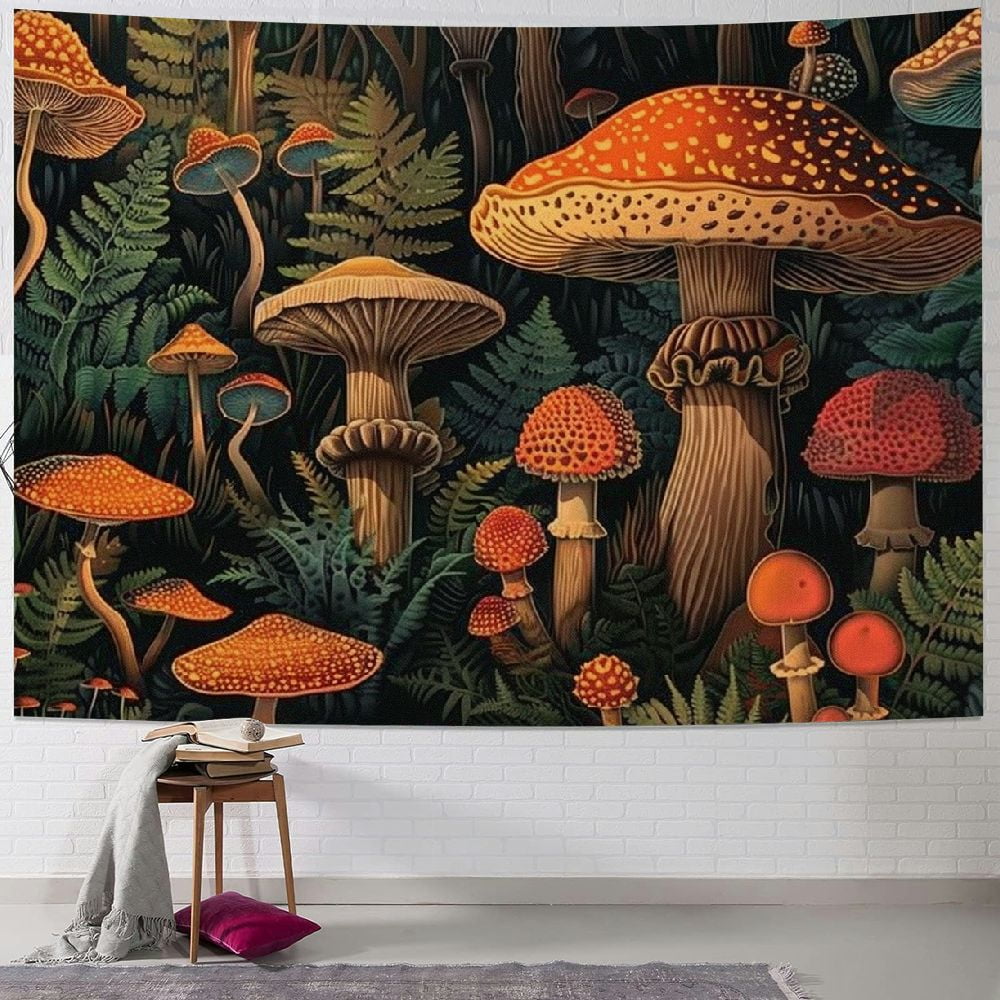 Creowell Mushroom Forest Aesthetic Wall Tapestry for Bedroom Flags ...