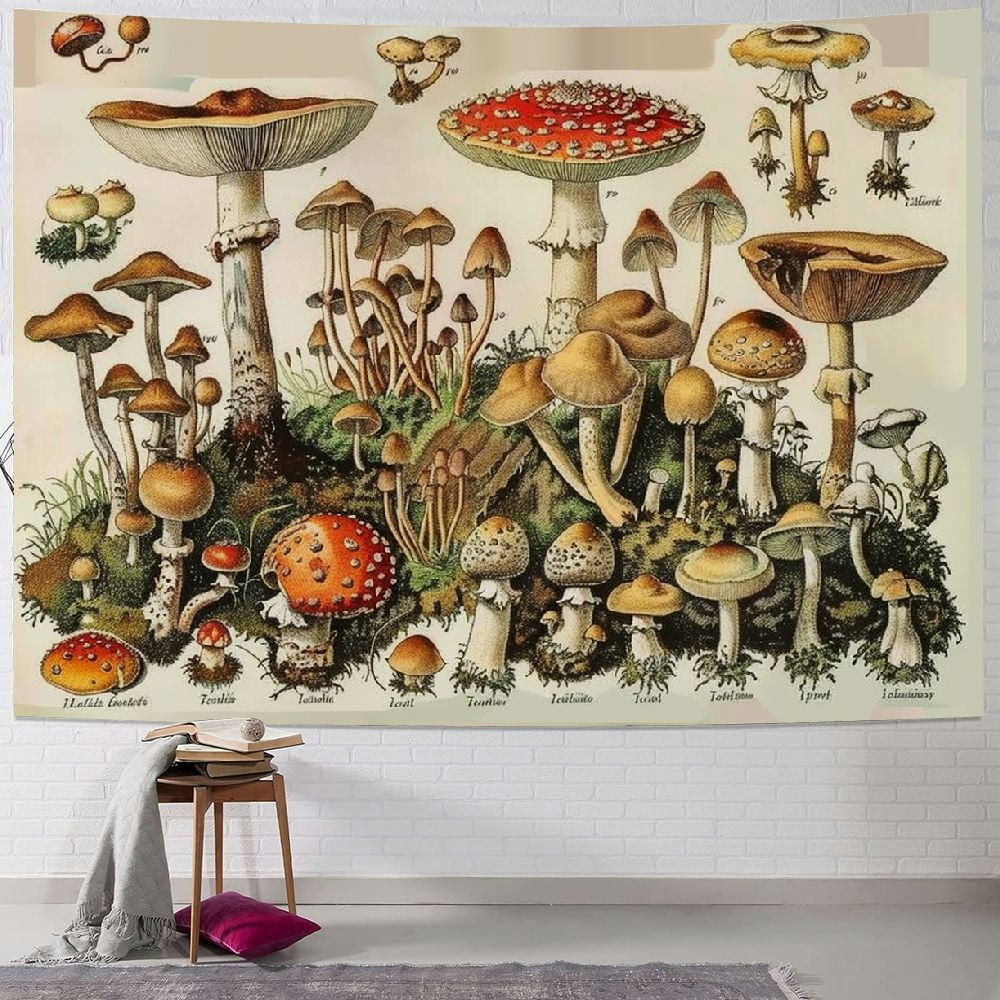 Creowell Mushroom Tapestry Vintage Tapestry Illustrative Reference ...
