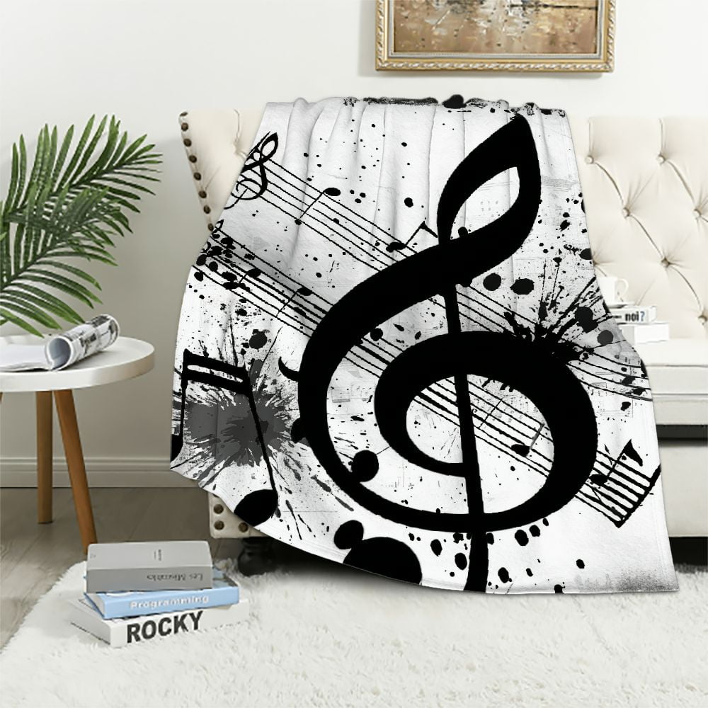 Creowell Music Note Blanket Throw Blanket for Sofa Chair Bed Office ...