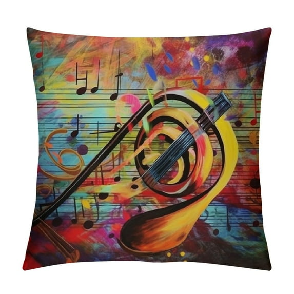 Creowell Music Note Pillow Cover Colorful Graffiti Creative Plank ...