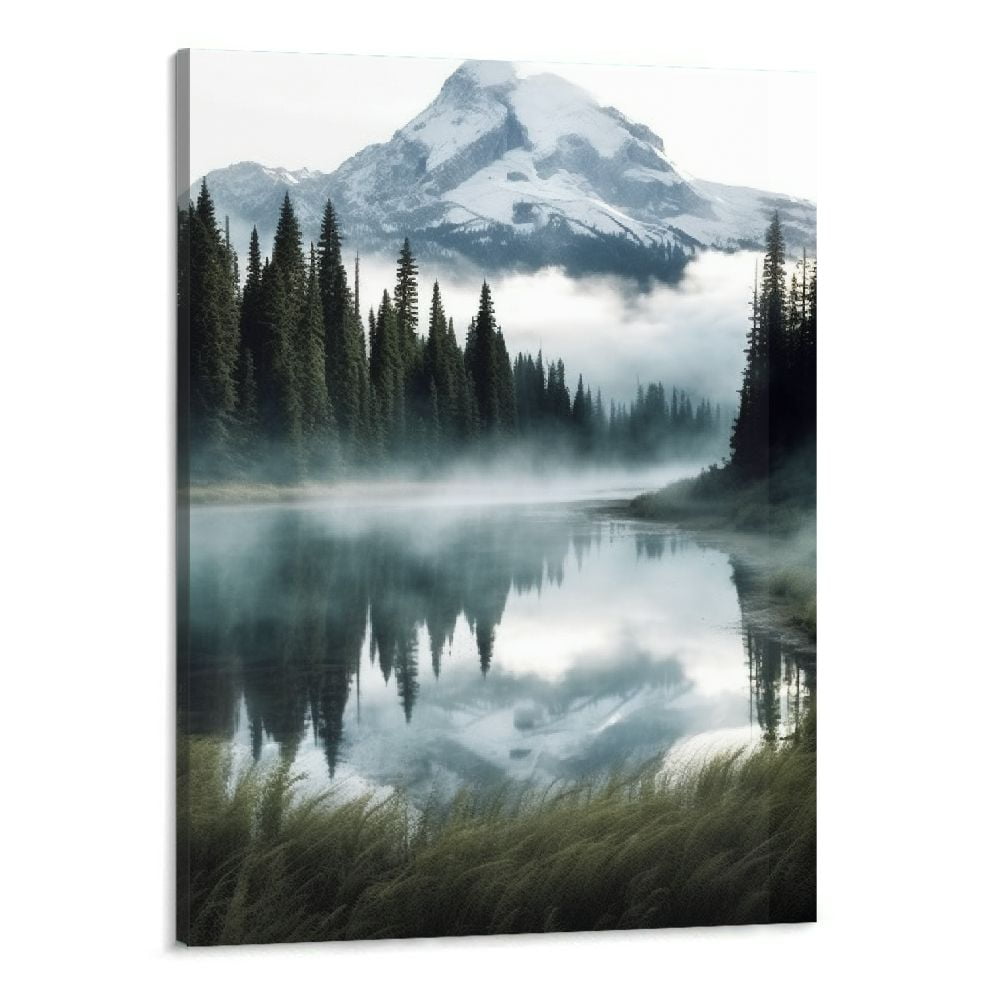 Creowell Nature Landscape Canvas Wall Art: Modern Lake Scene Picture ...