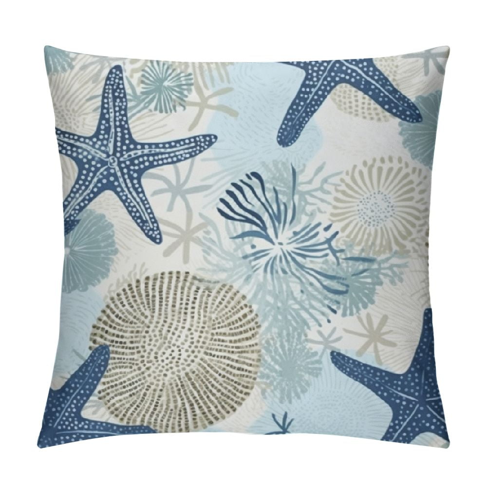 Creowell Nautical Coastal Pillow Covers Beach Ocean Themed Decorative ...