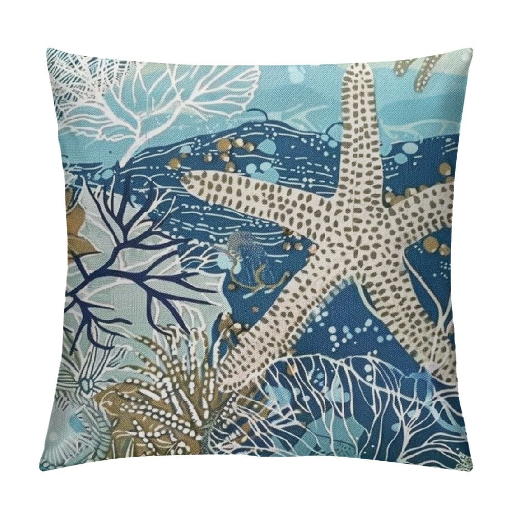 Creowell Nautical Coastal Pillow Covers Beach Ocean Themed Decorative ...