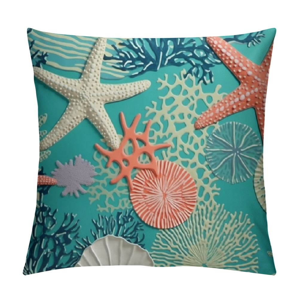 Creowell Nautical Coastal Throw Pillow Covers Beach Themed Ocean ...