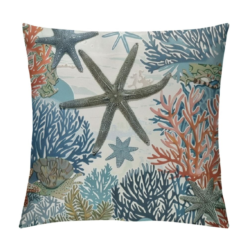 Creowell Nautical Coastal Throw Pillow Covers Beach Themed Ocean ...