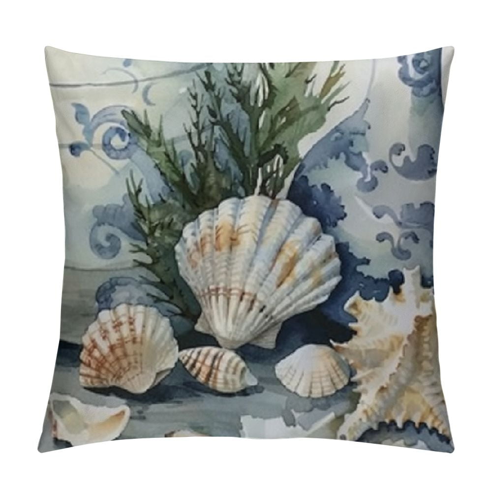 Creowell Nautical Coastal Throw Pillow Covers Ocean Themed Beach ...