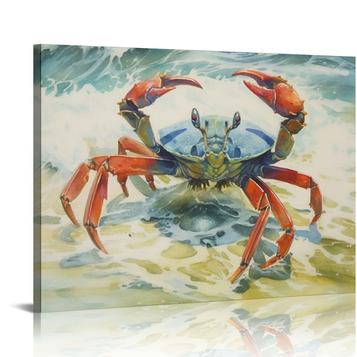 Creowell Nautical Wall Decor Blue Crab Canvas Paintings Ocean Bathroom ...