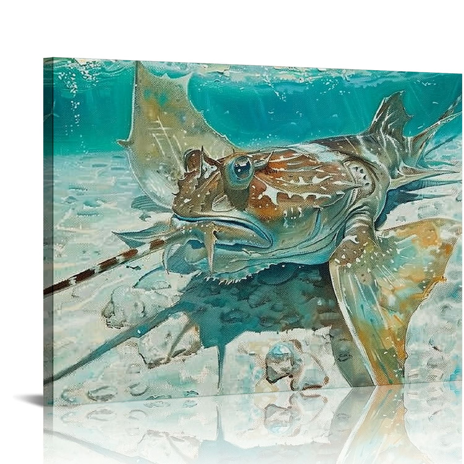 Creowell Nautical Wall Decor Ocean Manta Ray Fish Canvas Wall Art ...