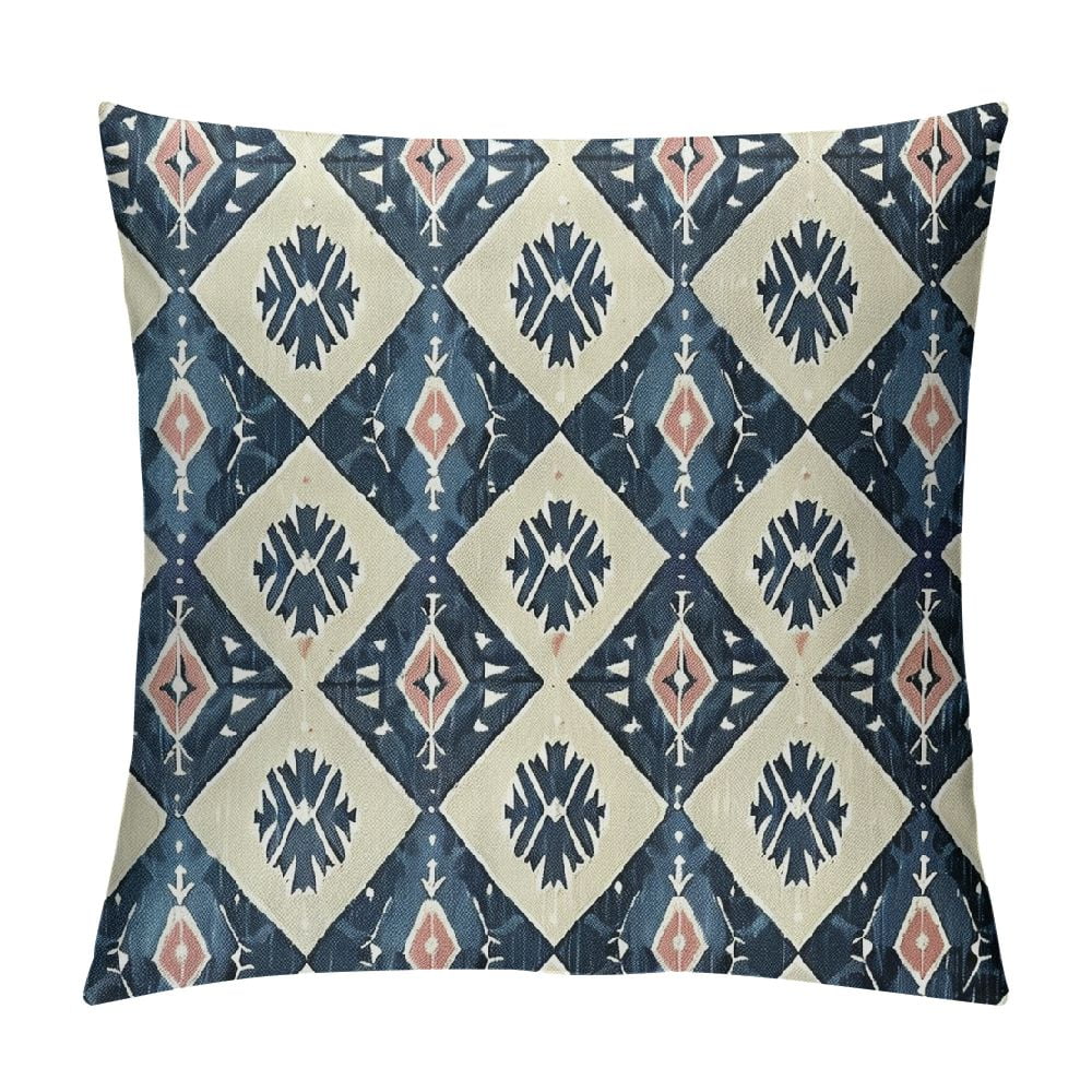 Creowell Navy Blue Boho Pillow Cover 18x18 Inch, Bohemian Geometric ...