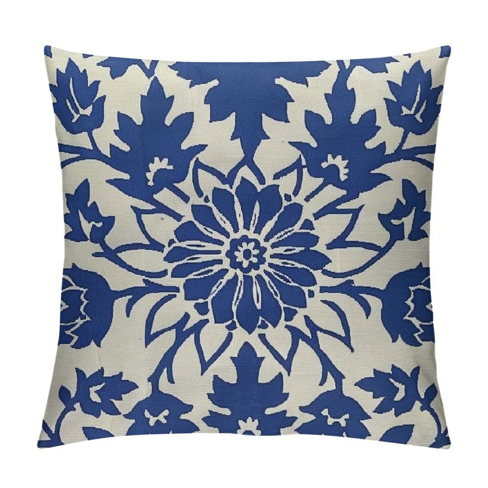 Creowell Navy Blue Boho Pillow Covers , Bohemian Ethnic Carpet Pattern ...