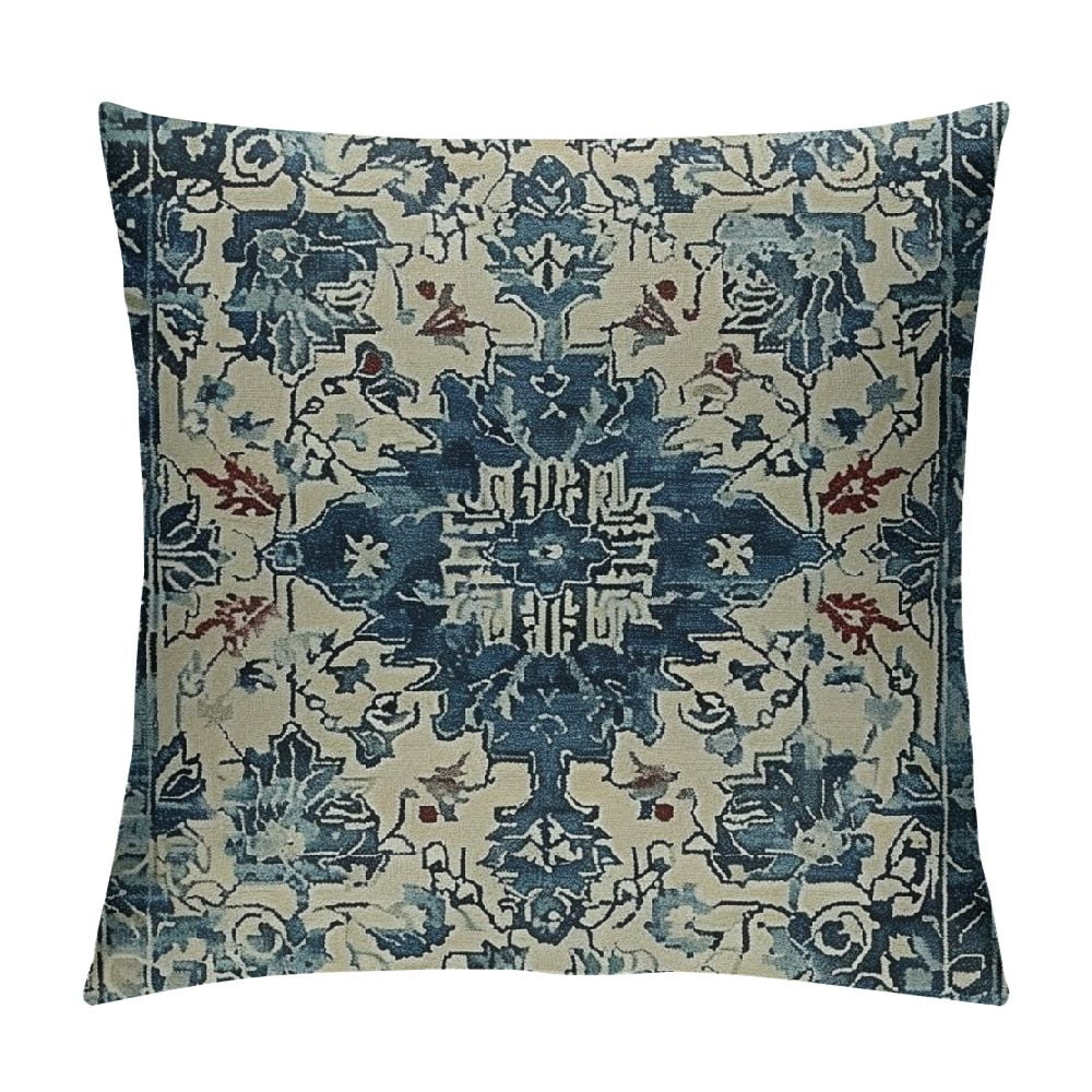Creowell Navy Blue Boho Pillow Covers , Carpet Pattern Outdoor ...