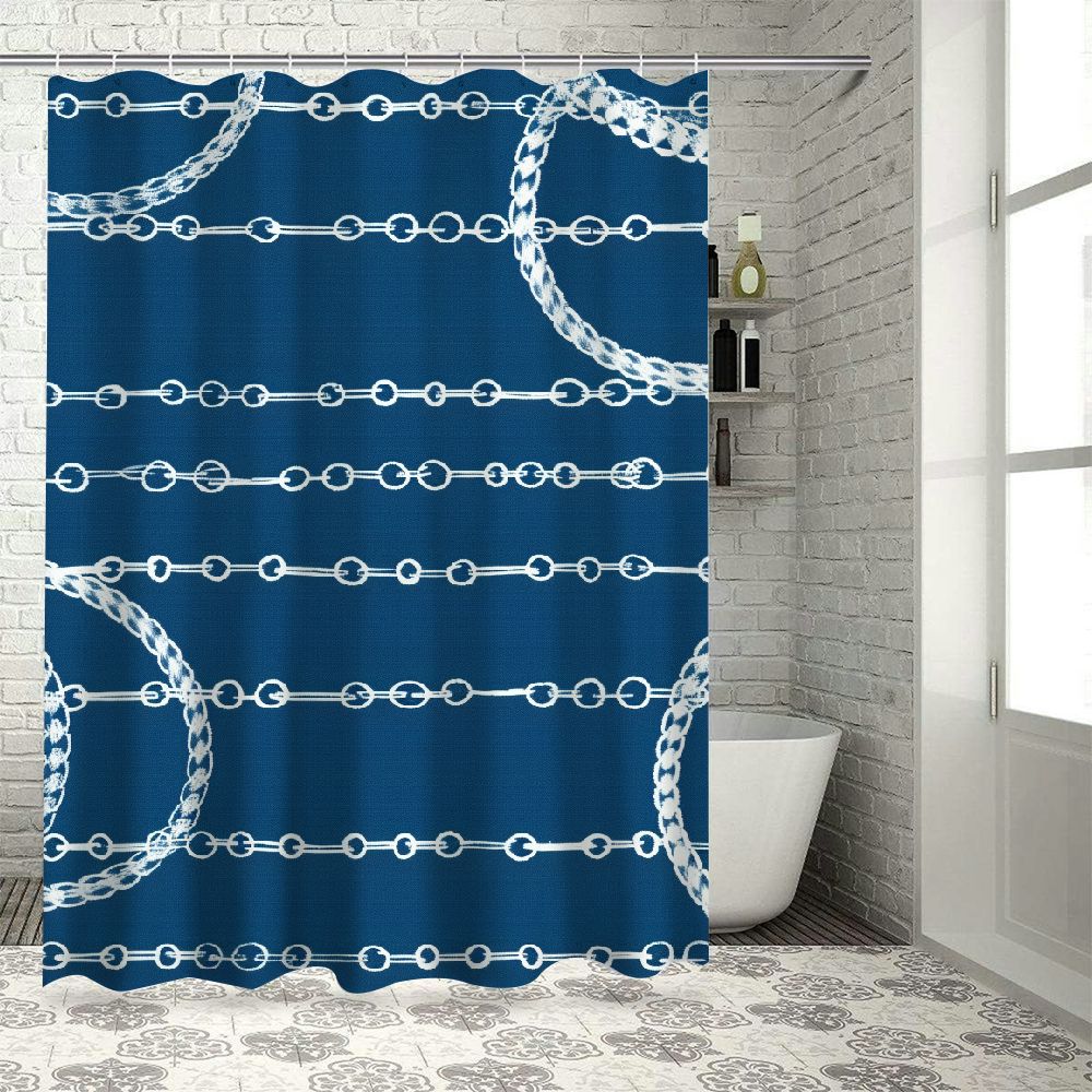 Creowell Navy Blue Shower Curtain, Horizontal Marine Knots Undone ...