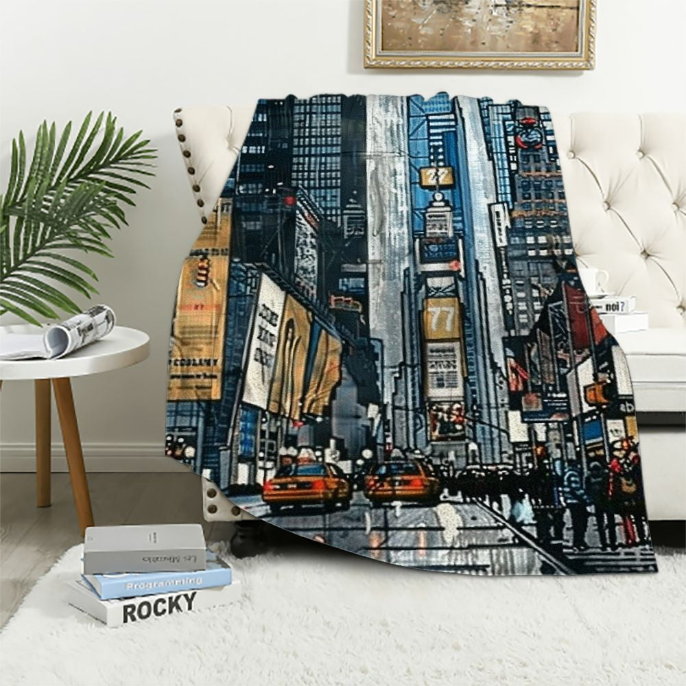 Creowell New York Throw Blanket, Times Square with Traffic Jam and ...