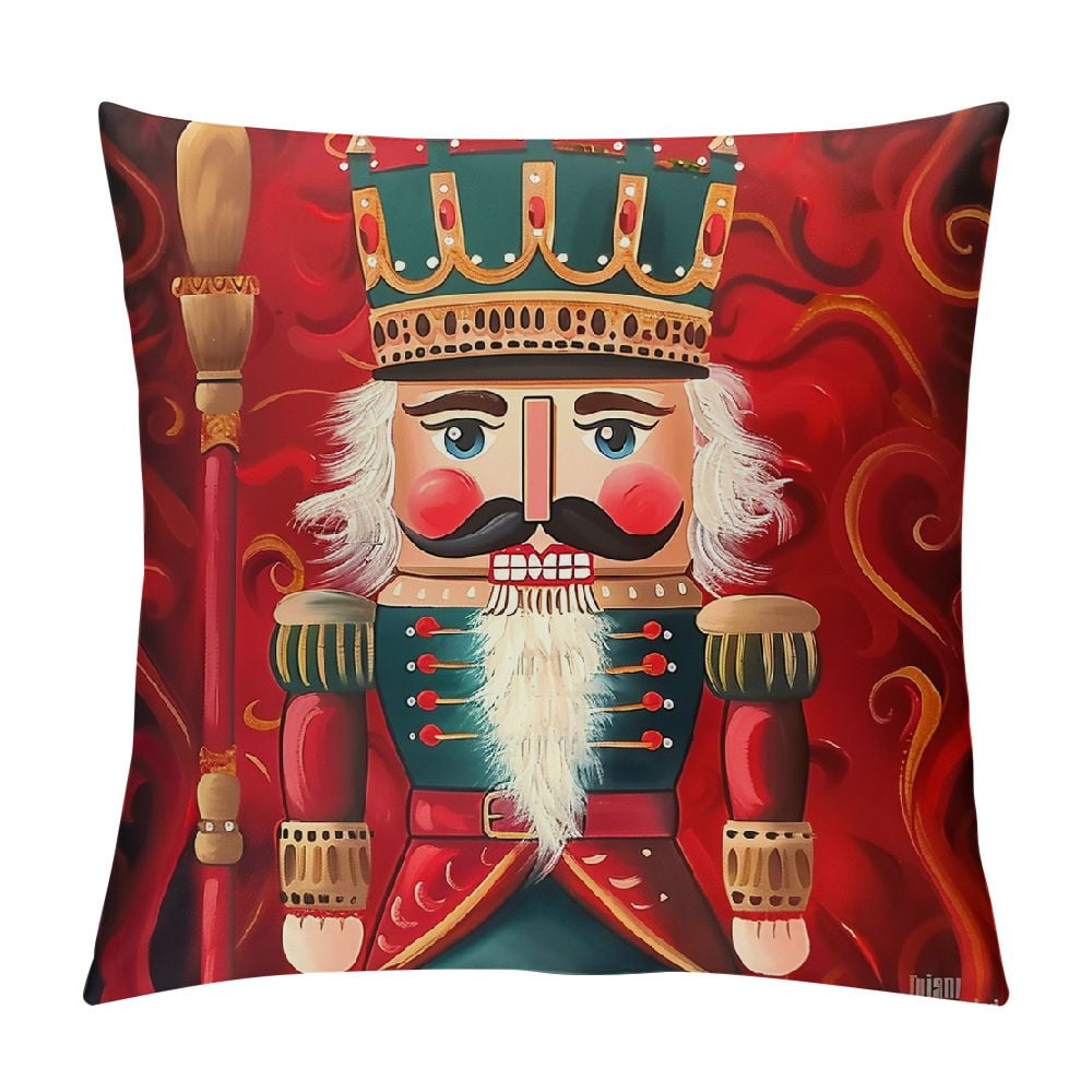 Creowell Nutcracker Pillow Covers Soldier with Red Jacket Throw Pillows ...