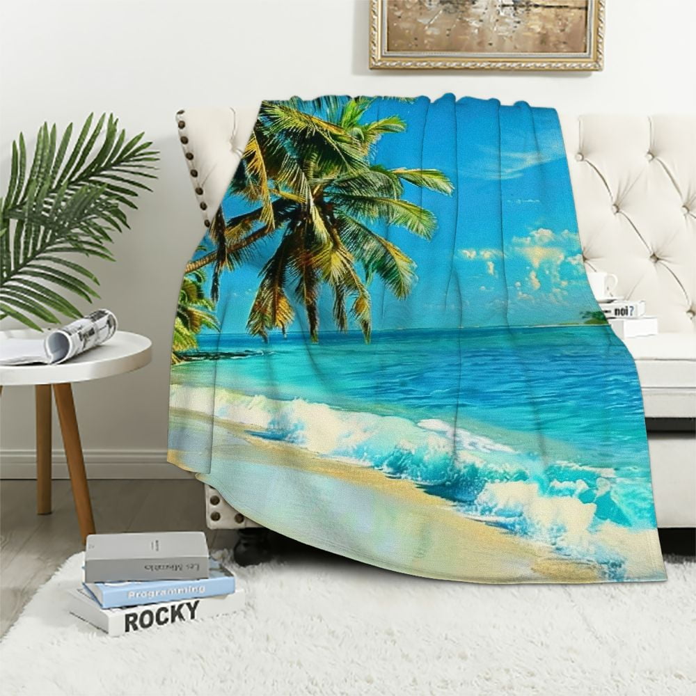 Creowell Ocean Beach Themed Throw Blanket Girls Women Hawaiian Tropical ...