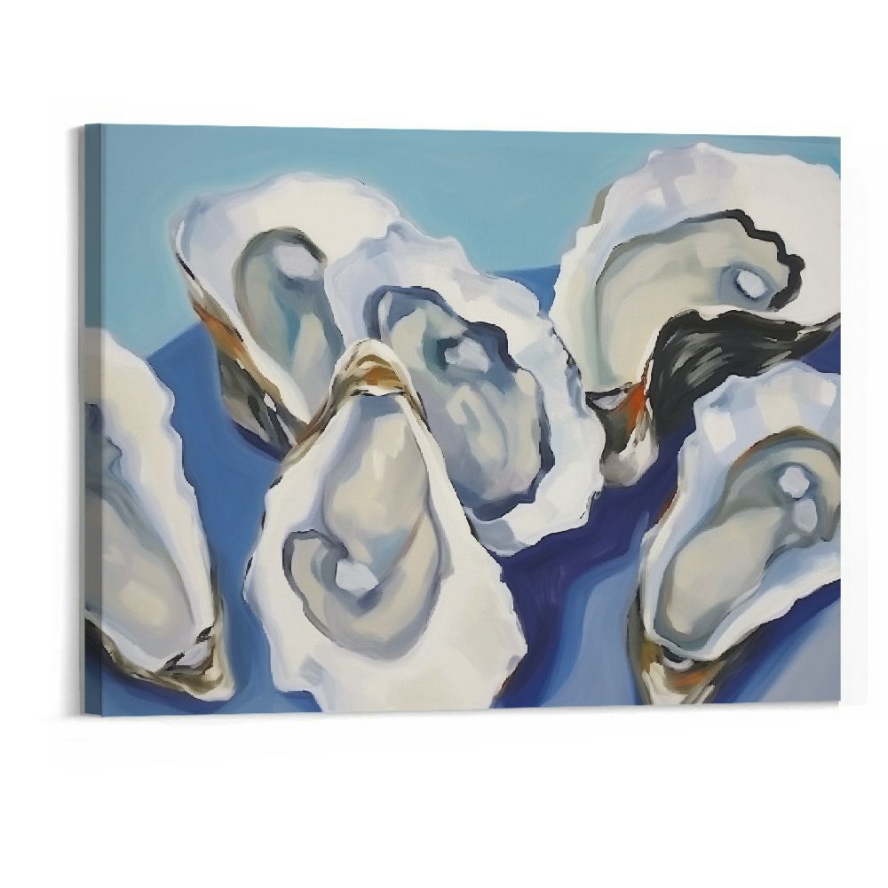 Creowell Ocean Coast Watercolor Oyster Shell Canvas Poster Holiday Gift ...