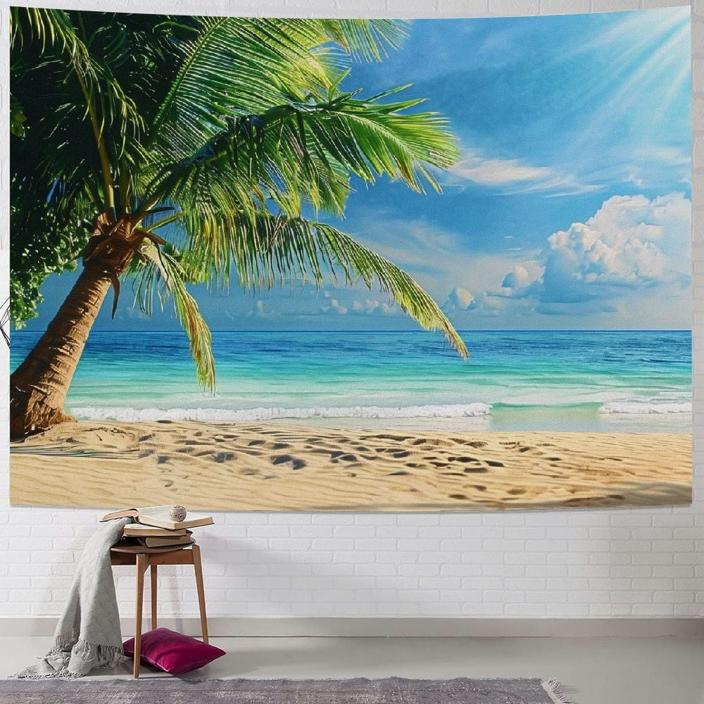Creowell Ocean Tapestry, Palm Tree Leaves in the Tropical Sand Beach ...